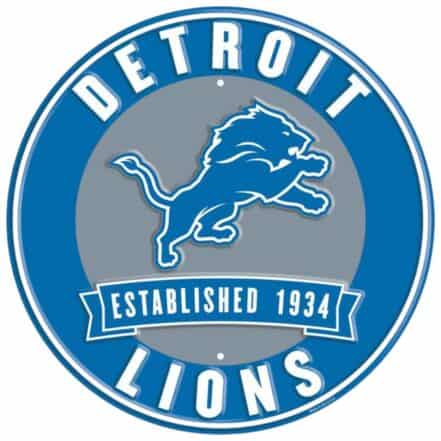 Detroit Lions Round Metal Sign